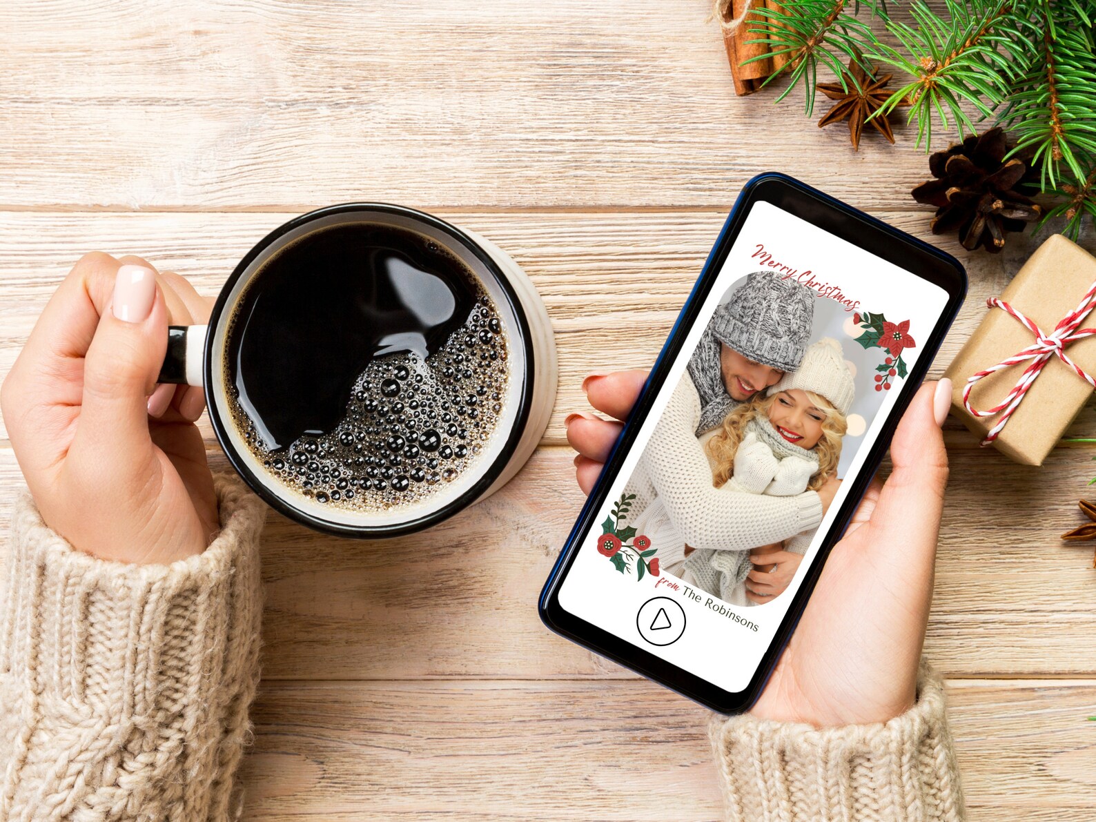 Editable Christmas Video Card Template. Editable Canva Christmas Photo ...