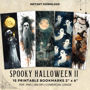 15 Printable Halloween Bookmarks. Spooky Halloween Bookmark Set Instant ...