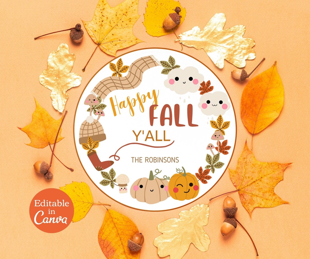 Happy Fall Y'all Editable Tags Template. Printable Autumn Tags Canva ...