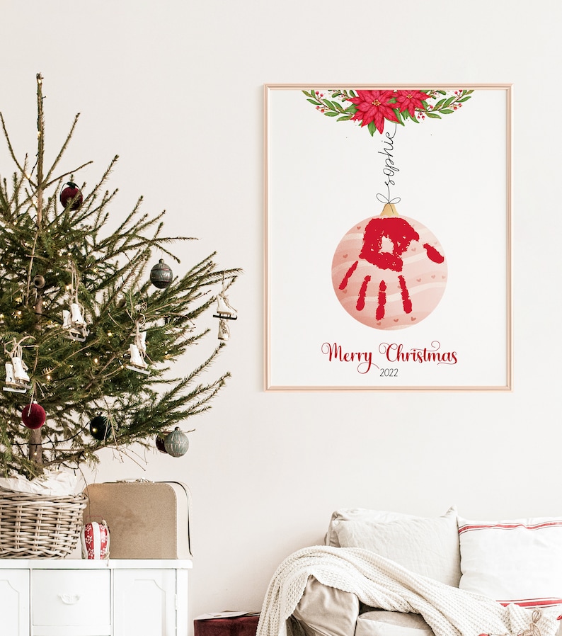Personalized Christmas Handprint Art Gift From Kids. Printable - Etsy