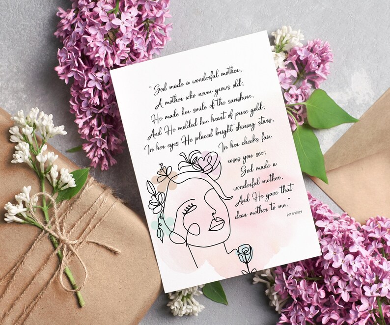 Wonderful Mother Poem for Mom. Printable Mother's Day Gift - Etsy