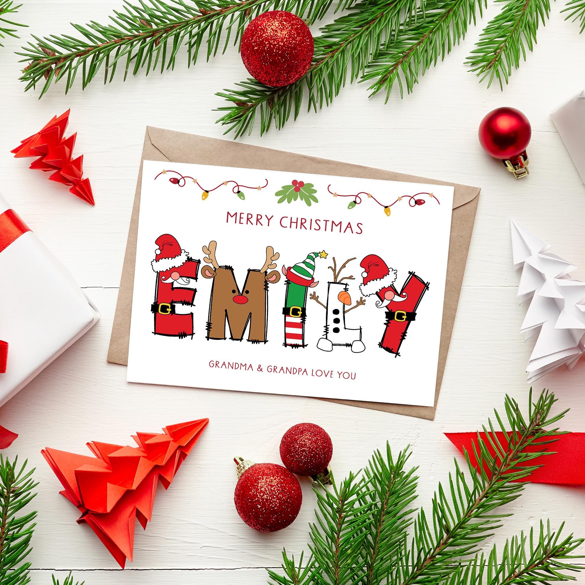 Personalized Christmas Card for Kids With Name From Grandparents to ...