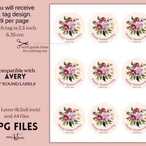 Printable Mother's Day Circle Sticker Gift Tag Template. Editable ...