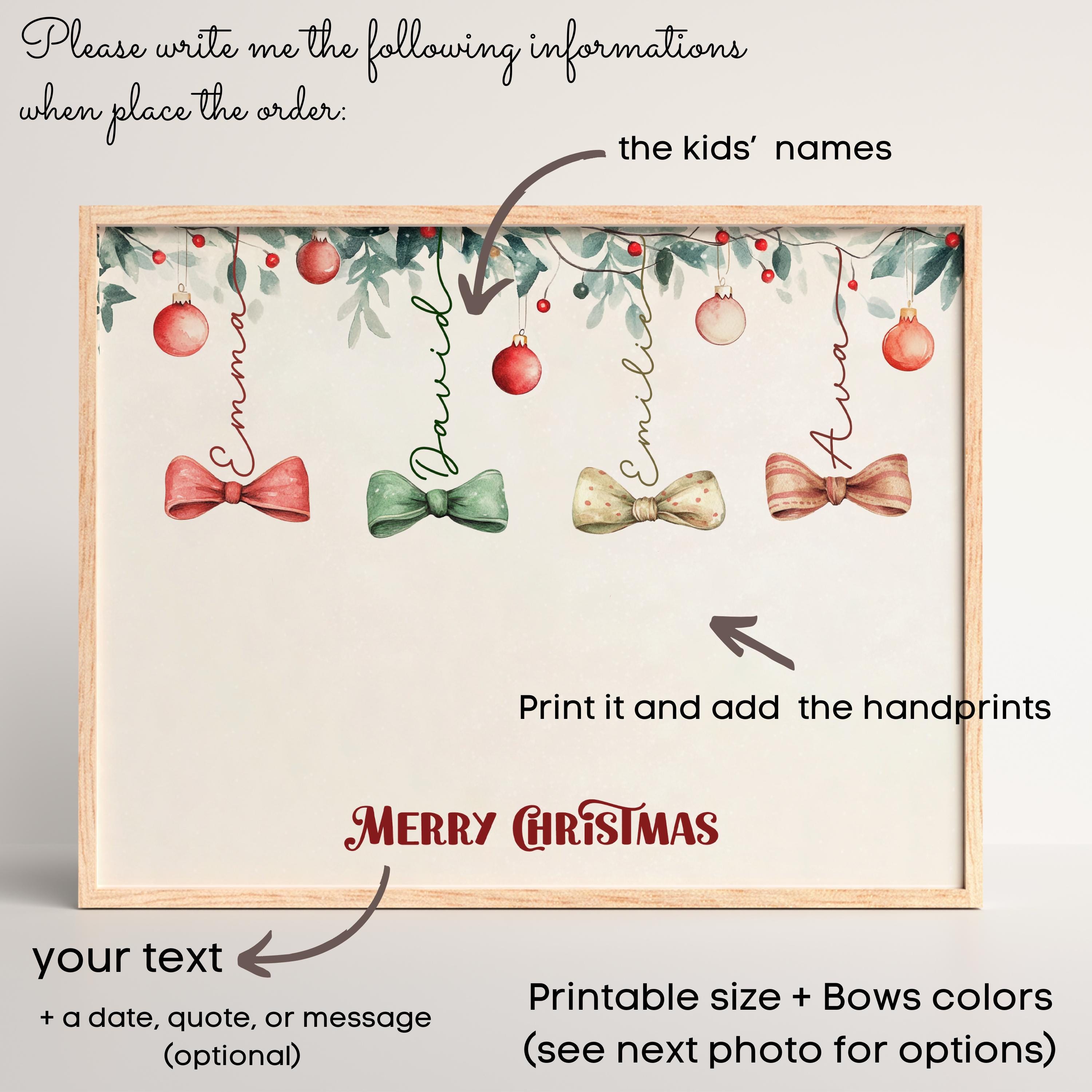 Personalized Christmas Handprint Art Ornament Gift for Mom, Grandma ...