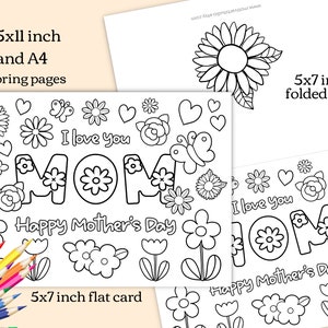 Mothers Day Coloring Card for Kids. Printable DIY Mothers Day Gift ...