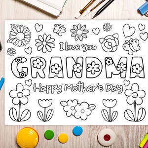 Printable Grandma Mothers Day Coloring Card for Kids. Mothers Day DIY ...