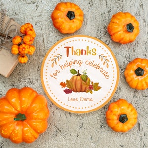 Editable Fall Birthday Party Thank You Tags Template. Printable Round ...