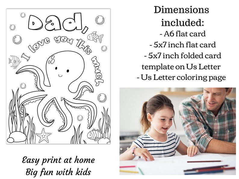 Dad Birthday Coloring Printable Card for Kids. Fathers Day - Etsy