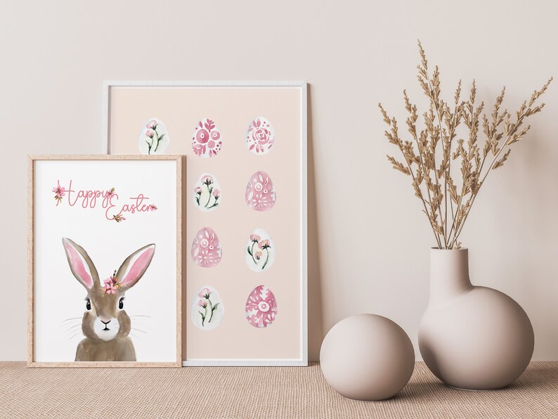 Pastel Pink Spring and Easter Printable Gallery Wall Set. | Etsy