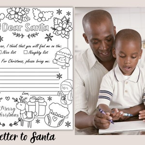 Letter to Santa Coloring Page Instant Download. Printable Christmas ...