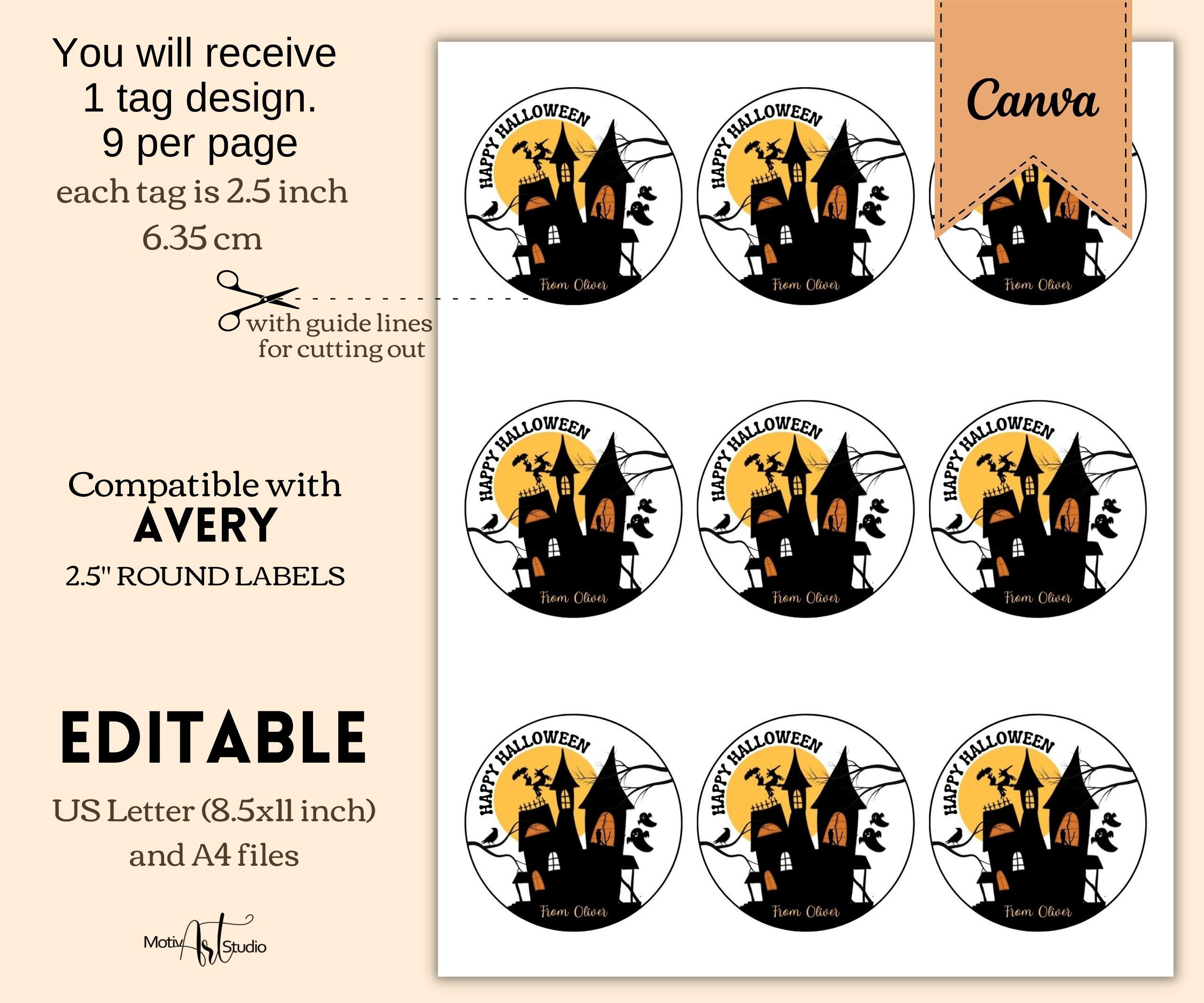 Editable Halloween Gift Tags Template. Printable Round Happy - Etsy