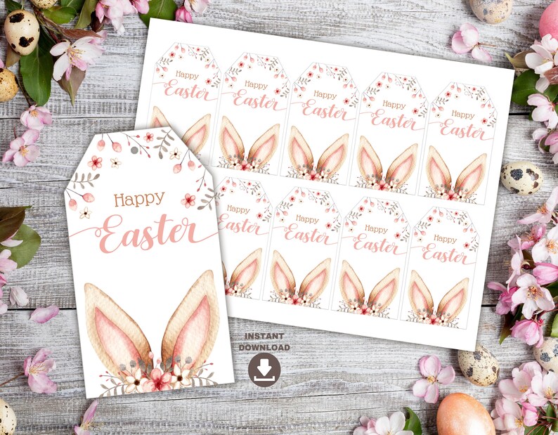 Set of 3 Printable Easter Gift Tags With Cute Easter Peeps | Etsy