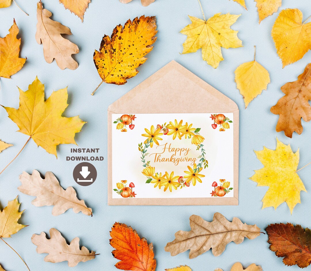 Printable Happy Thanksgiving Card. Instant Digital Download ...
