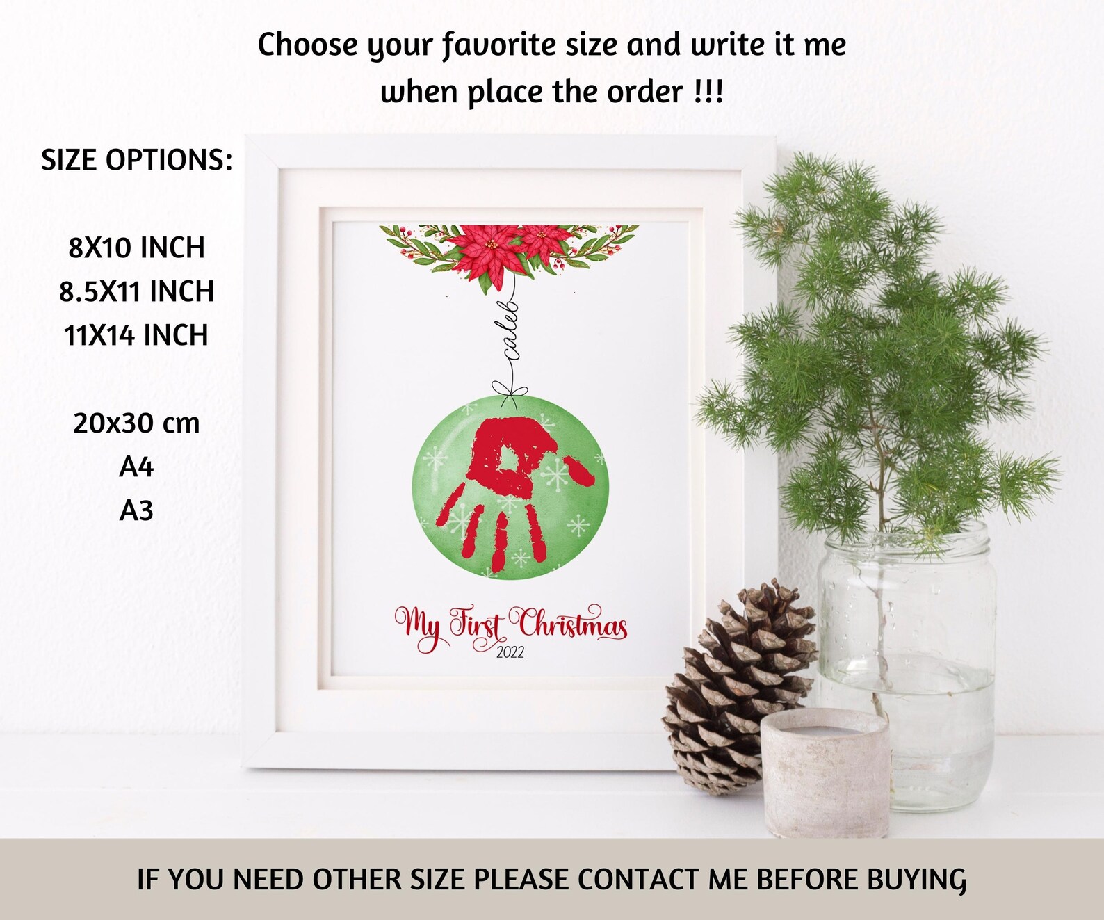 Personalized Christmas Handprint Art Gift From Kids. Printable - Etsy