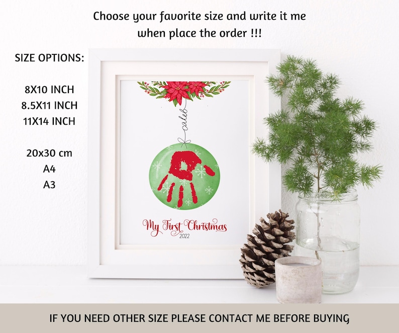 Personalized Christmas Handprint Art Gift From Kids. Printable - Etsy