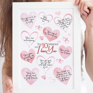 Top 10 Reasons Why I LOVE YOU Valentine's Day Gift. Printable ...