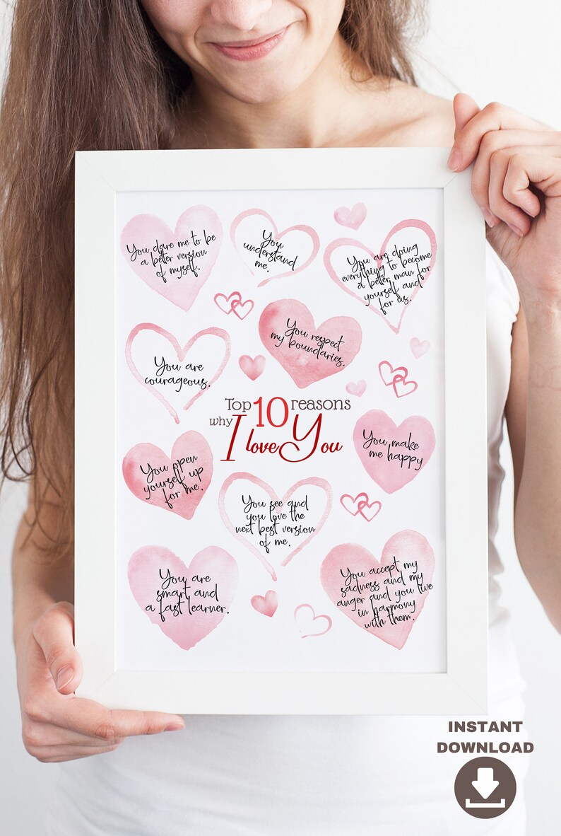 Top 10 Reasons Why I LOVE YOU Valentine's Day Gift. Printable ...