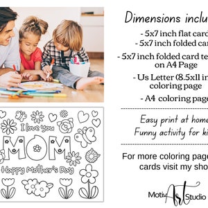 Printable Mothers Day Coloring Card. DIY Mothers Day Gift From Kids ...
