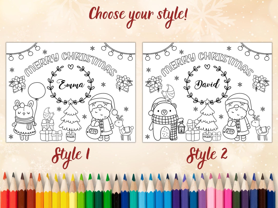 Personalized Christmas Coloring Placemats. Personalized | Etsy
