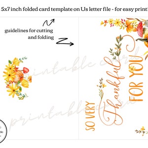 Printable Thankful for You Thanksgiving Card. Instant Digital Download ...