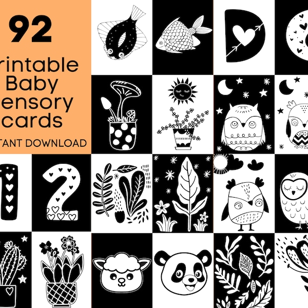Printable High Contrast Black and White Alphabet Sensory Baby Cards - Etsy