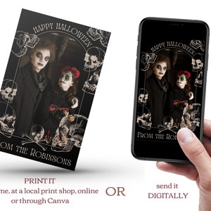 Editable Halloween Photo Card Template. Scary Photo Card Canva Template ...
