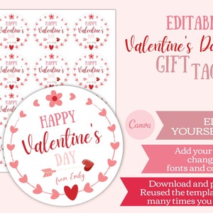 Editable Valentines Gift Tags Template. Printable Valentine Treat Tags ...