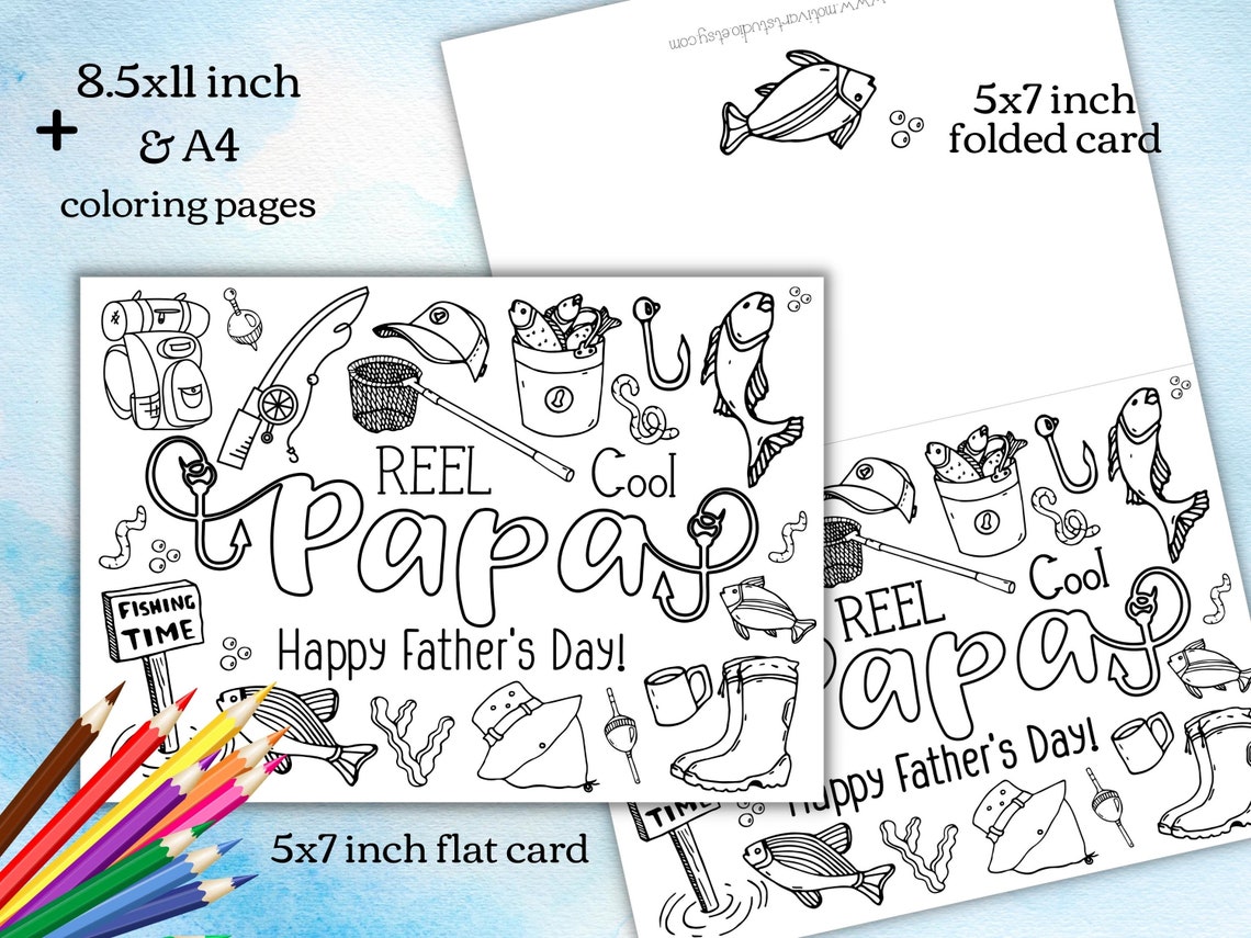 Reel Cool Papa Father's Day Card From Kids. Funny Fathers - Etsy