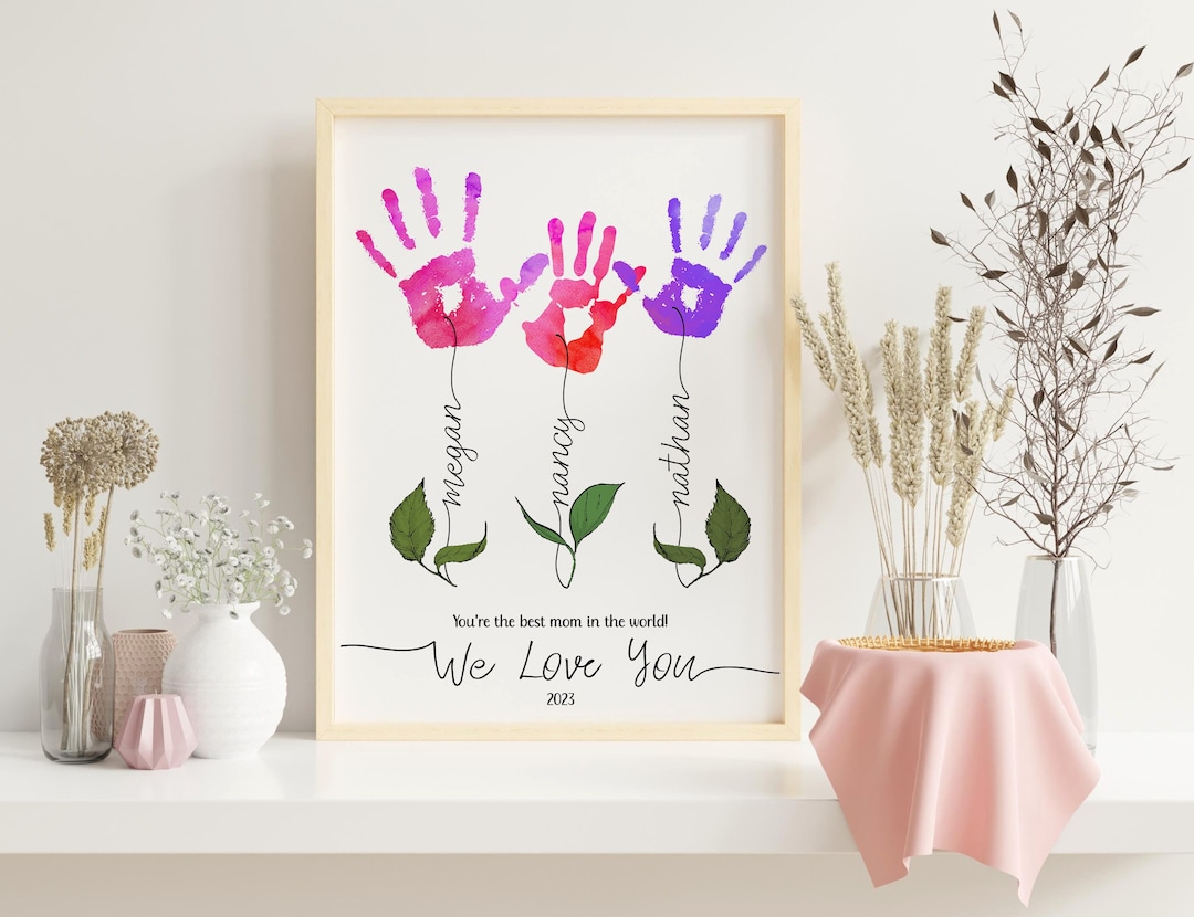 Personalized Handprint Flower Art, Mother's Day Gift, Birthday Gift for ...