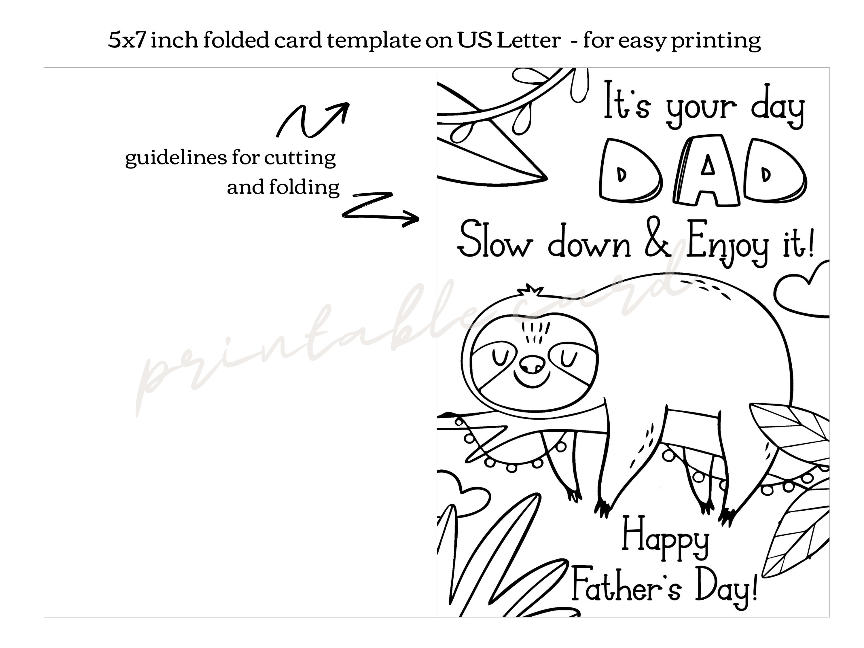 Printable Fathers Day Coloring Card for Kids. Fathers Day DIY - Etsy