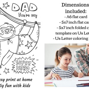 Super Hero Dad Coloring Card. Dad Birthday or Fathers Day Coloring Card ...