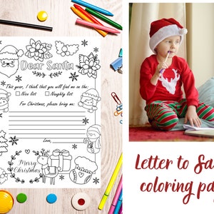 Letter to Santa Coloring Page Instant Download. Printable Christmas ...