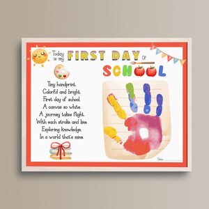 My First Day of School Handprint Craft. 1st Day of School Craft Instant ...
