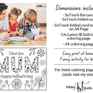 Printable Mothers Day Coloring Card for Kids. Mothers Day DIY Gift ...