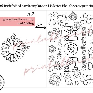 Mothers Day Coloring Card for Kids. Printable DIY Mothers Day Gift ...