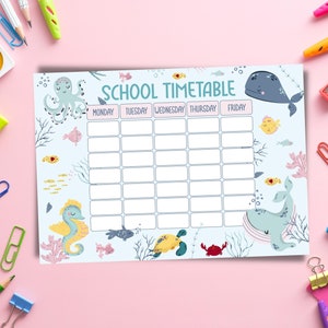 Ocean Theme School Timetable Instant Download. Printable Back to School ...