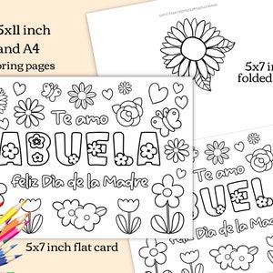 Printable Spanish Mother's Day Coloring Card for Abuela. Feliz Dia De ...