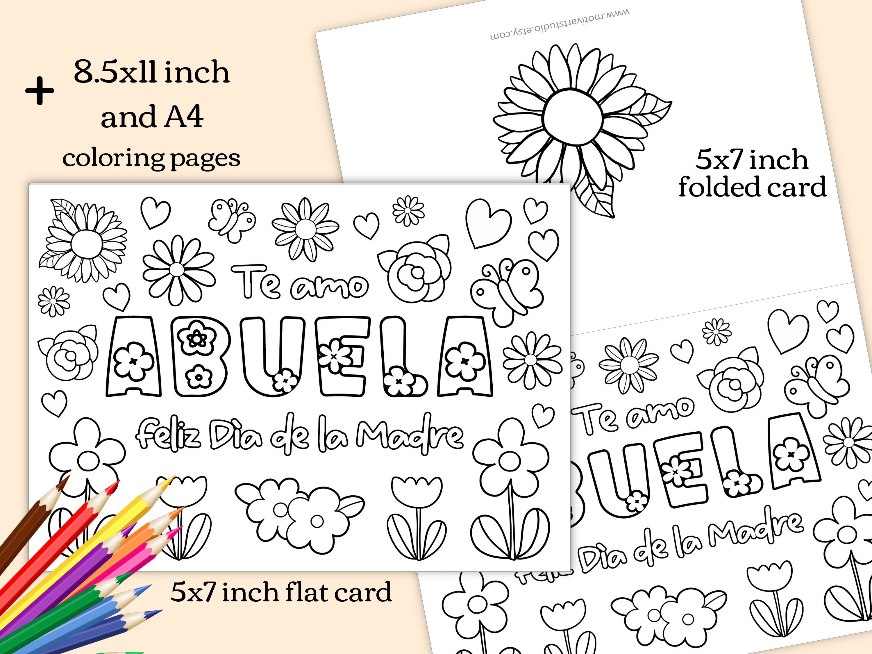 Printable Spanish Mother's Day Coloring Card for Abuela. Feliz Dia De ...