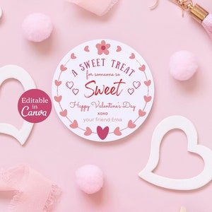 Editable Valentine Sweet Treat Favor Tags Canva Template. Printable ...