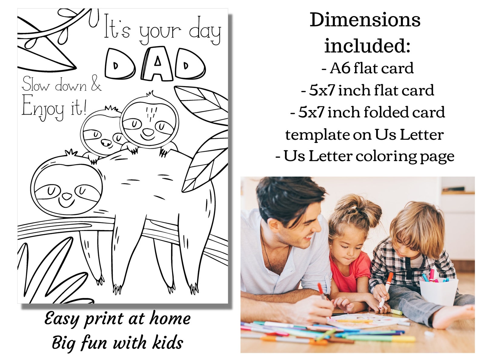 Funny Sloths Birthday Card for Dad. Printable Father's Day - Etsy