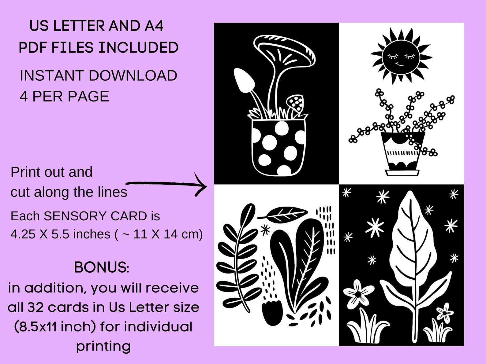 32 High Contrast Montessori Flash Cards. Printable Baby - Etsy