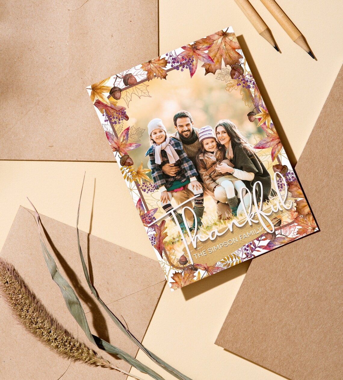 Editable Thanksgiving Photo Card Template. Thankful Photo Card - Etsy