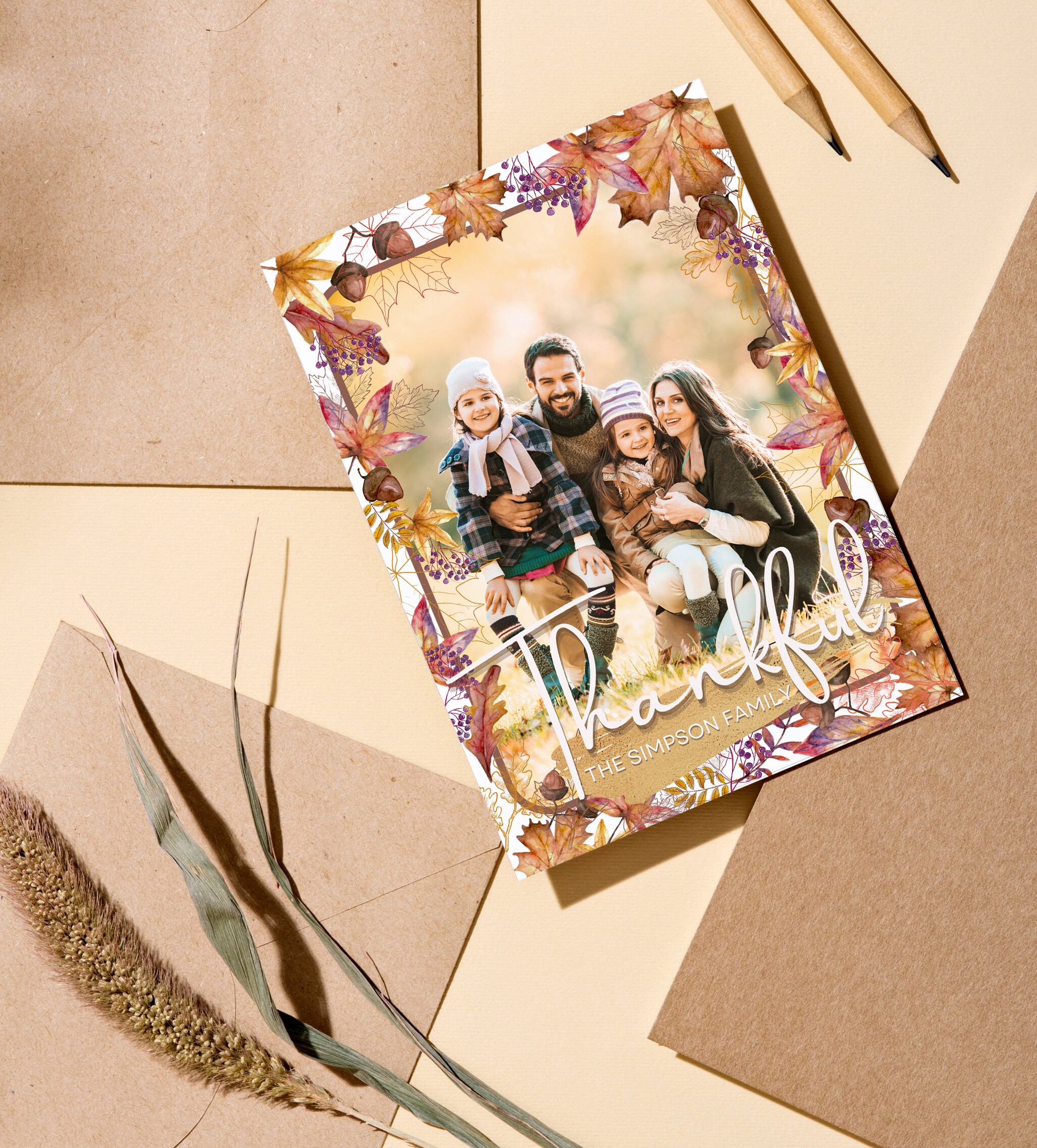 Editable Thanksgiving Photo Card Template. Thankful Photo Card - Etsy