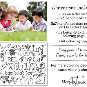Reel Cool Daddy Coloring Card: Father's Day Fishing Gift (instant ...