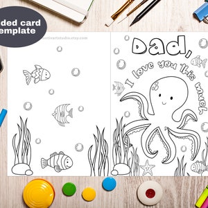 7 Fathers Day Coloring Cards for Kids. Coloring Printable Card BUNDLE ...