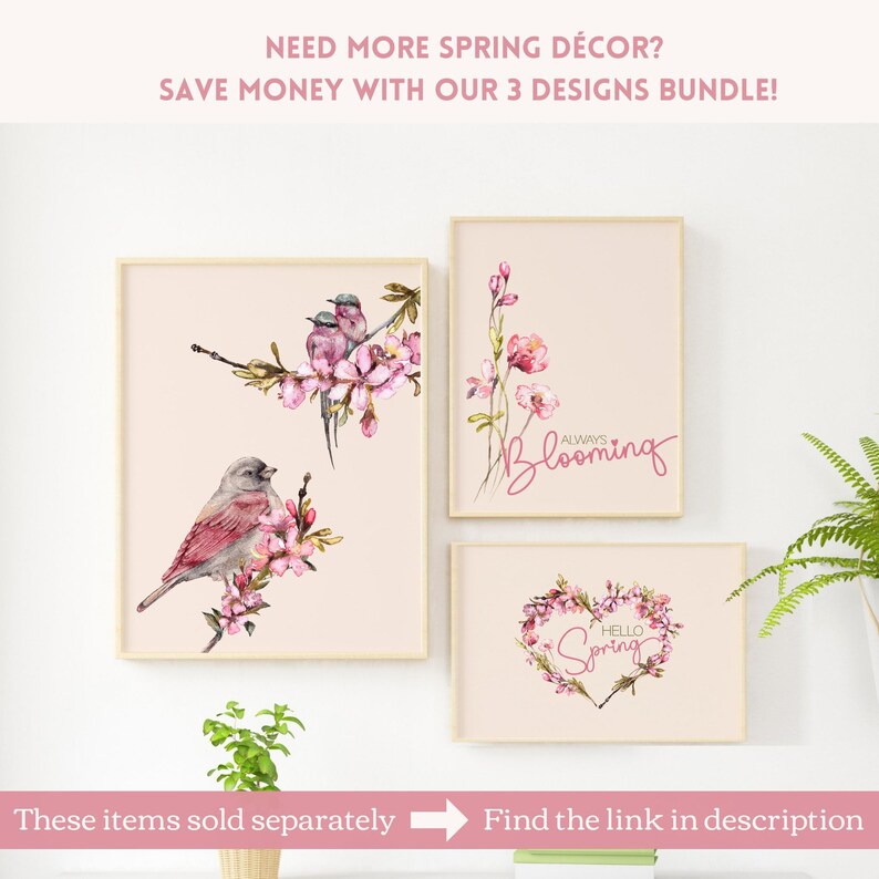 Printable Spring Wall Art With Spring Watercolor Flowers. | Etsy