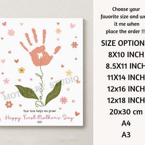 Mother's Day Handprint Art or Mom Birthday Gift. Personalized Flower ...