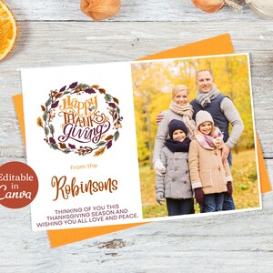 Happy Thanksgiving Photo Card Editable Canva Template. Editable ...