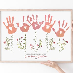Grandma's Garden Handprint Art. Personalized Mothers Day Gift, Birthday ...