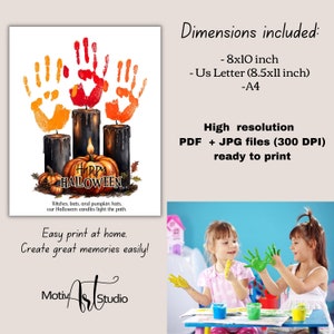 Halloween Handprint Art Instant Download. Printable Halloween Candle ...